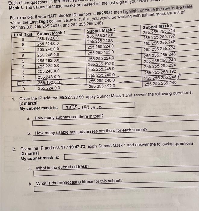 Solved Each of the questions in this Mask 3. The values for | Chegg.com