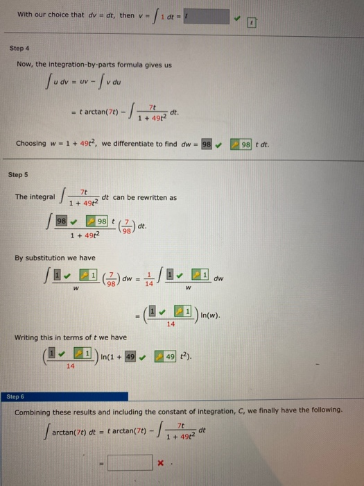 Solved Evaluate the integral fare arctan(71) dt Step 1 To | Chegg.com
