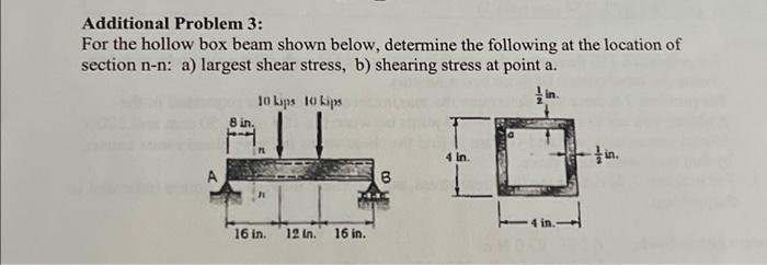 Solved Additional Problem 3: For the hollow box beam shown | Chegg.com