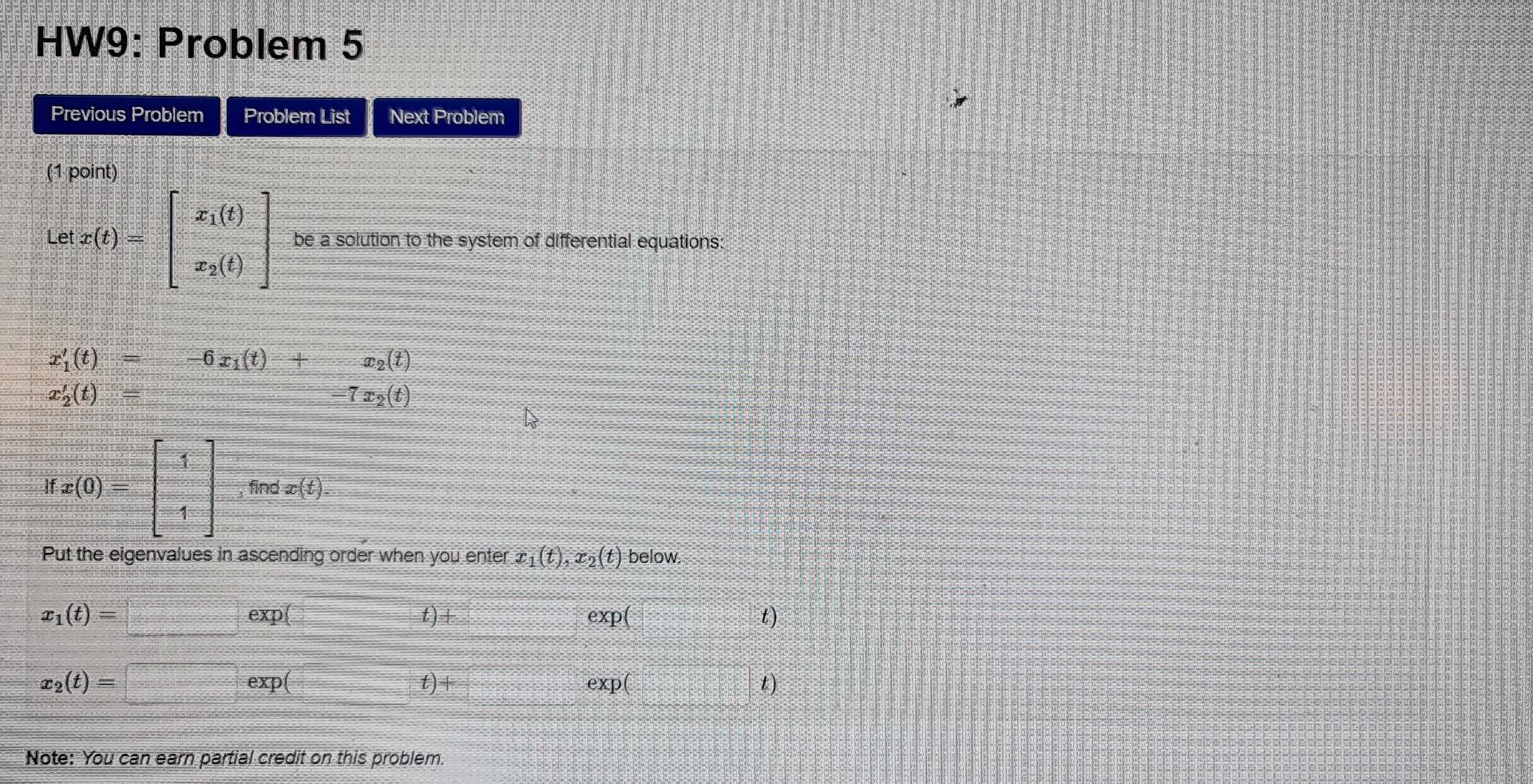 Solved HW9: Problem 5 Previous Problem Problem List Next | Chegg.com