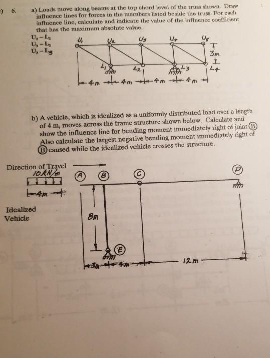 Solved a) Loads move along beams at the top chord level of | Chegg.com