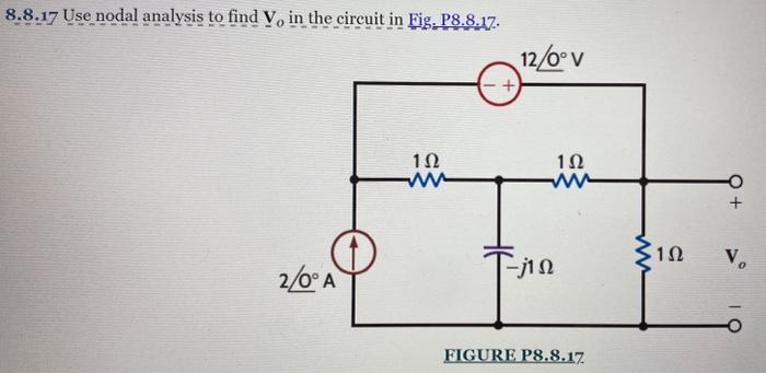 Solved 8.8.17 Use nodal analysis to find Vo in the circuit | Chegg.com