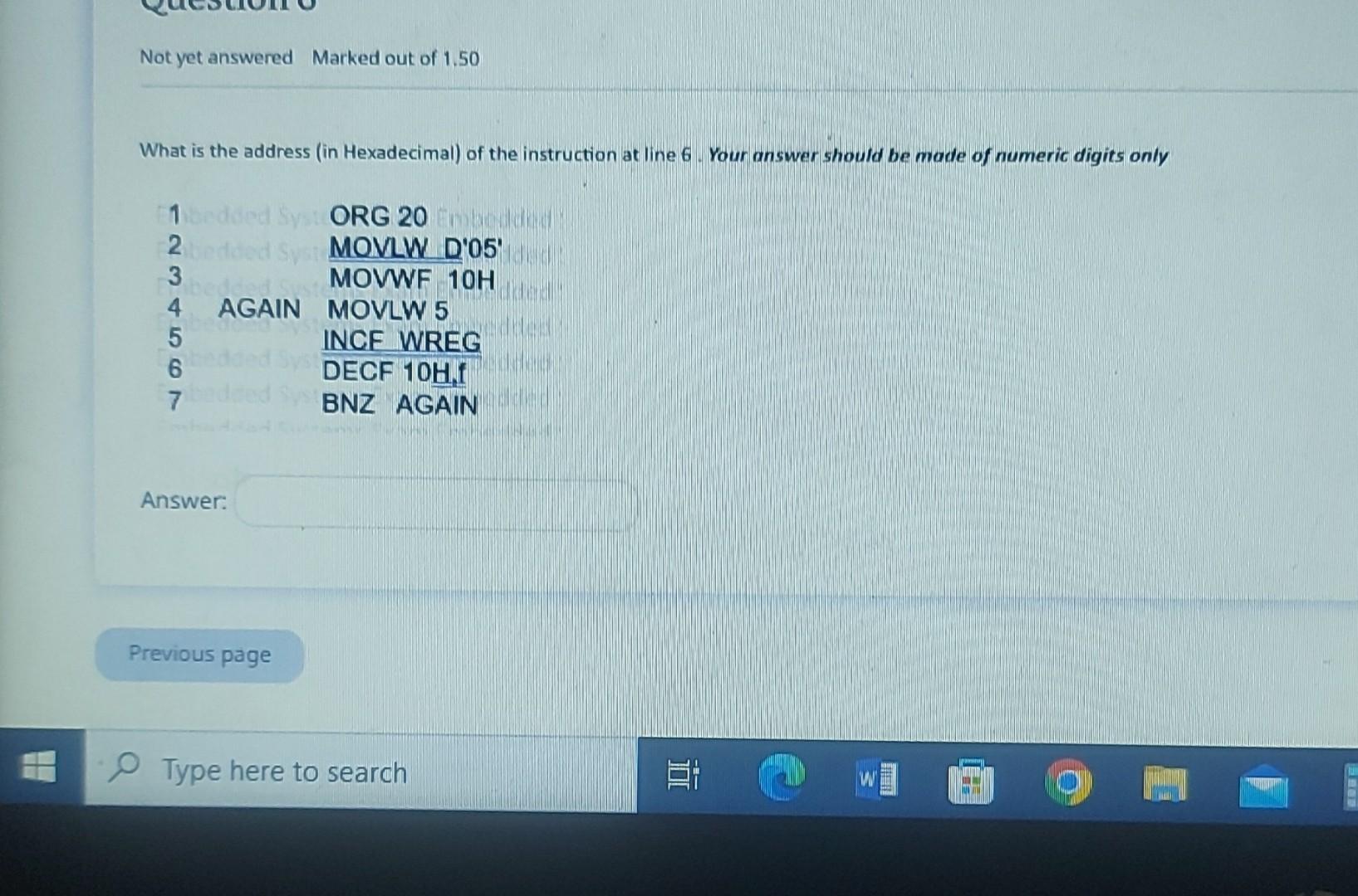 Solved What is the address (in Hexadecimal) of the | Chegg.com