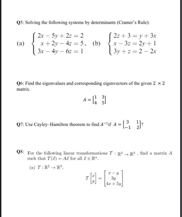 Solved Home Work \#03: Linear Algebra (Chapter 3 and 4: | Chegg.com