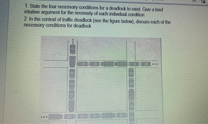 Solved 1. State the four necessary conditions for a deadlock | Chegg.com