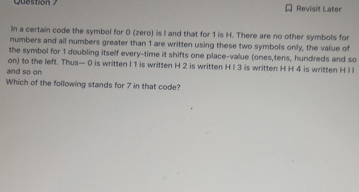 Solved In a certain code the symbol for 0 (zero) ﻿is I and | Chegg.com