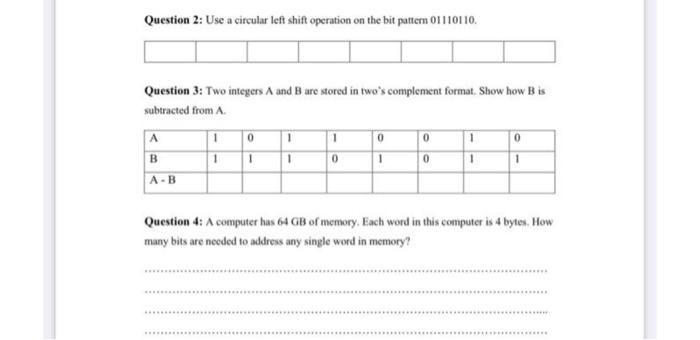 Solved Question 2: Use a circular left shift operation on | Chegg.com