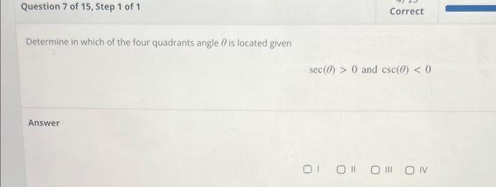 Solved Determine in which of the four quadrants angle is | Chegg.com
