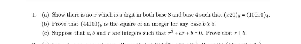 Solved 1. (a) Show there is no x which is a digit in both | Chegg.com