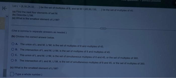 Solved Let L={8,16,24,32,…} be the set of multiples of 8 , | Chegg.com