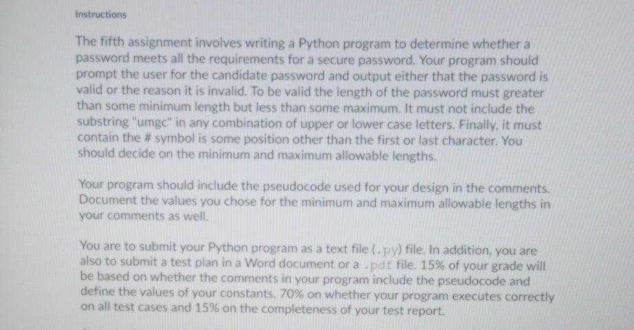 Solved Instructions The fifth assignment involves writing a | Chegg.com