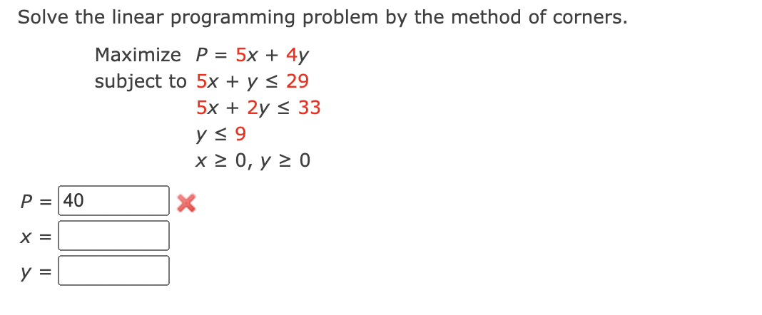 Solved Solve the linear programming problem by the method of | Chegg.com