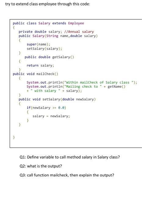 Solved try to extend class employee through this code: | Chegg.com