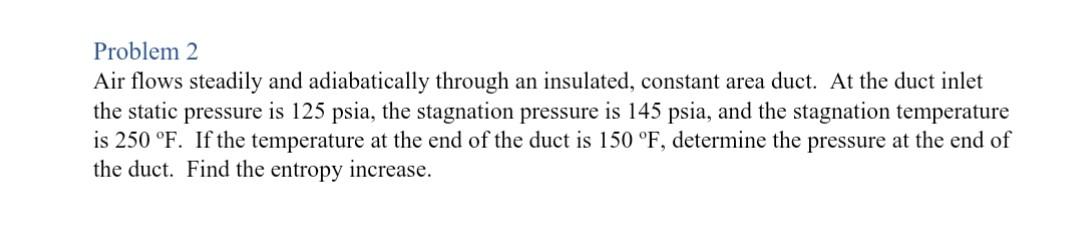 Solved Problem 2 Air flows steadily and adiabatically | Chegg.com