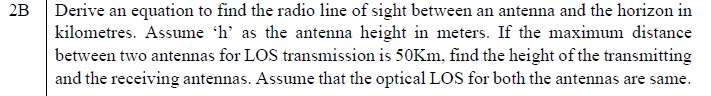 Solved 2B Derive an equation to find the radio line of sight | Chegg.com