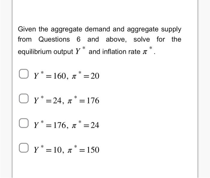 Given the aggregate demand and aggregate supply from | Chegg.com