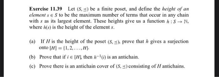 Solved Exercise 11.39 Let (s. 3) be a finite poset, and | Chegg.com