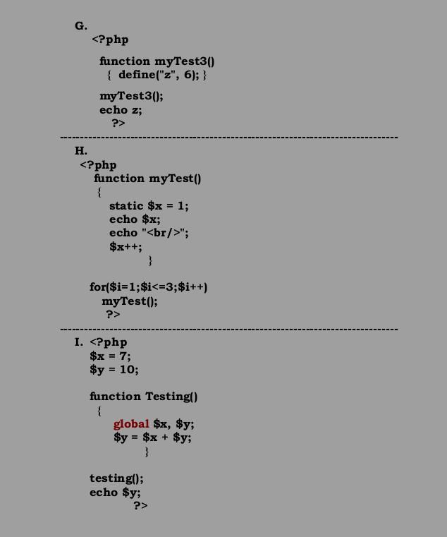 Question: Check the following pieces of code and then | Chegg.com