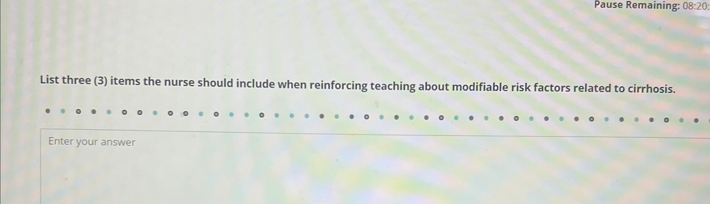Solved Pause Remaining: 08:20:List three (3) ﻿items the | Chegg.com