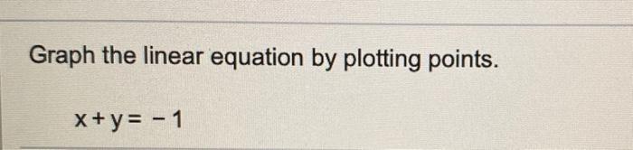 Solved Graph the linear equation by plotting points. x+y= -1 | Chegg.com