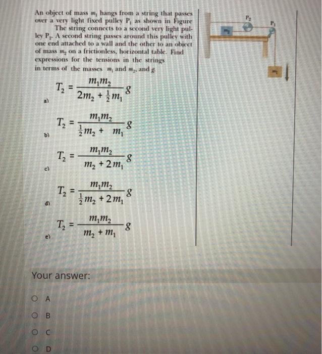 Solved An object of mass w, hangs from a string that passes | Chegg.com
