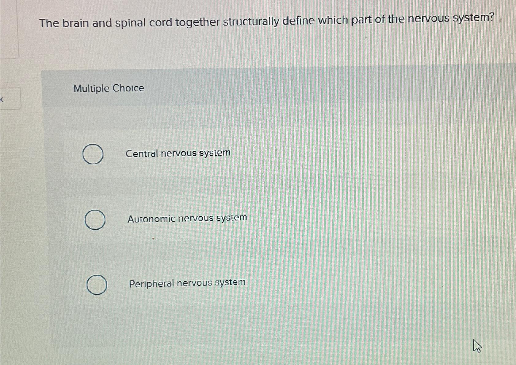 Solved The brain and spinal cord together structurally | Chegg.com
