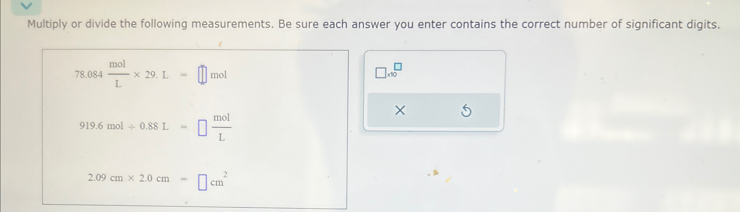 Solved Multiply or divide the following measurements. Be | Chegg.com