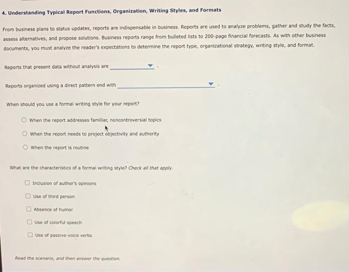 Solved 4. Understanding Typical Report Functions, | Chegg.com