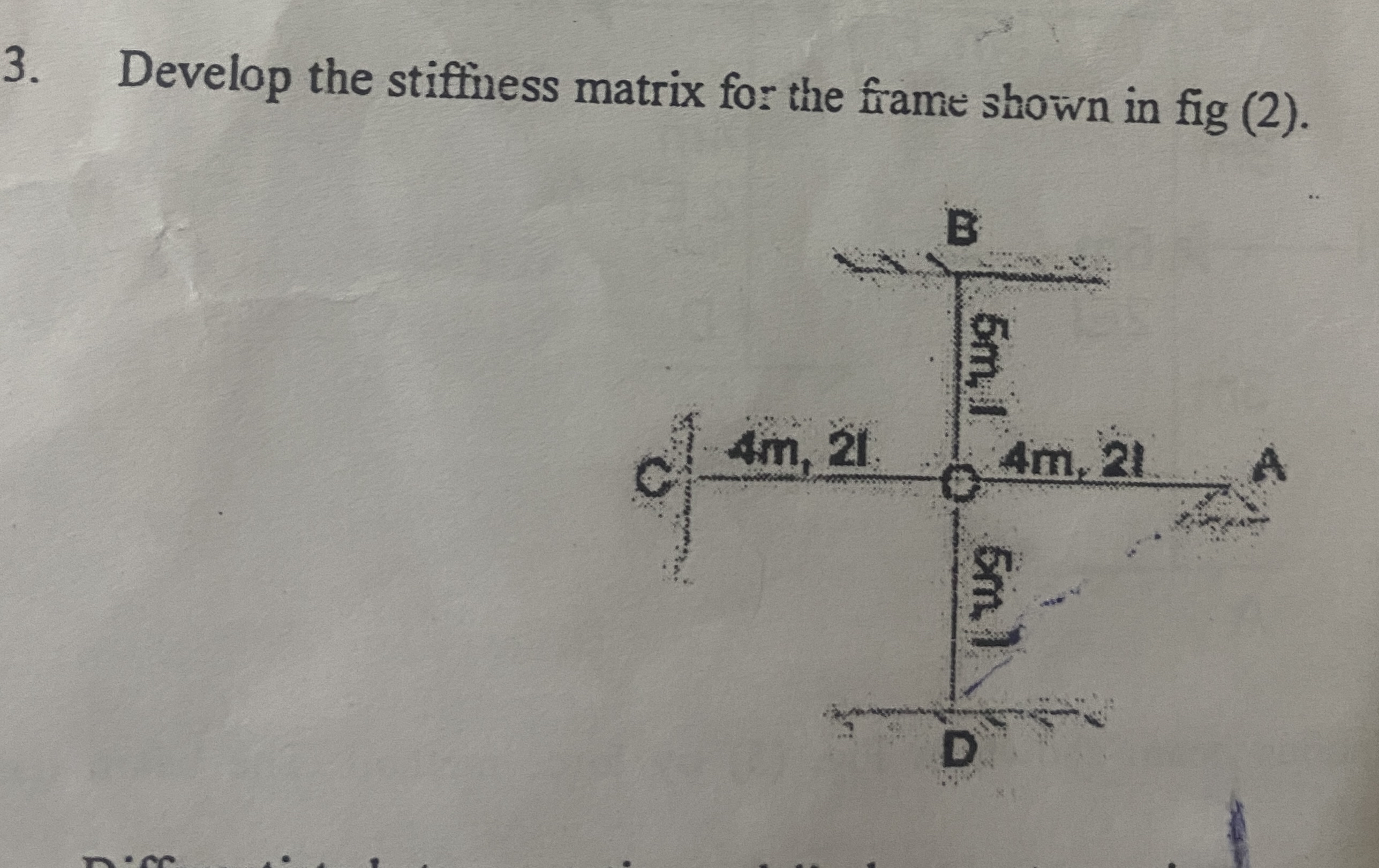 Solved Develop the stiffiness matrix for the frame shown in | Chegg.com