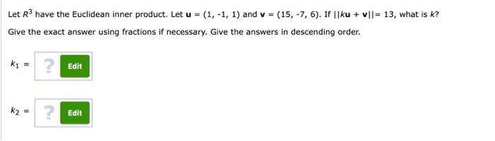 Solved Let R have the Euclidean inner product. Let u = (1, | Chegg.com