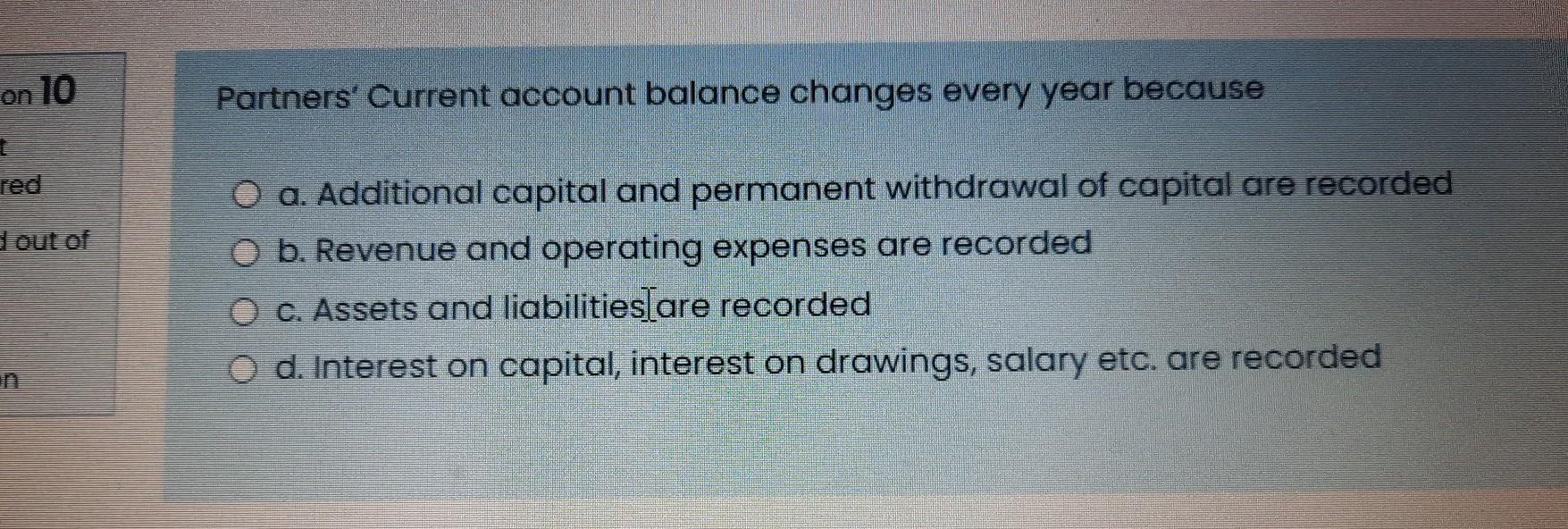 Solved on 10 Partners' Current account balance changes every | Chegg.com