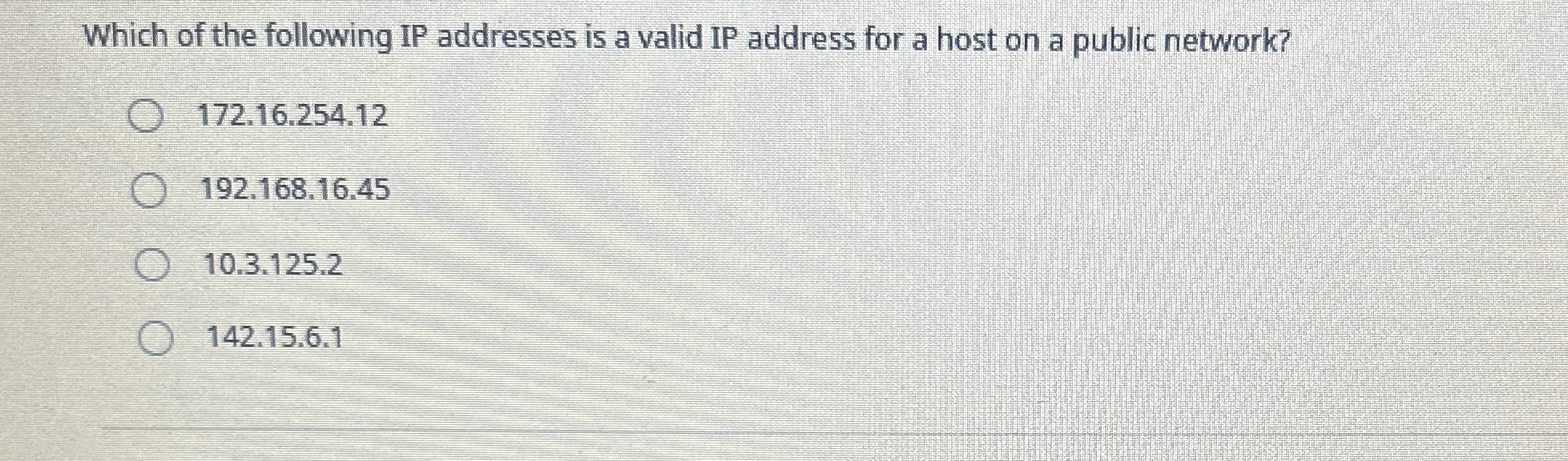 Solved Which of the following IP addresses is a valid IP | Chegg.com