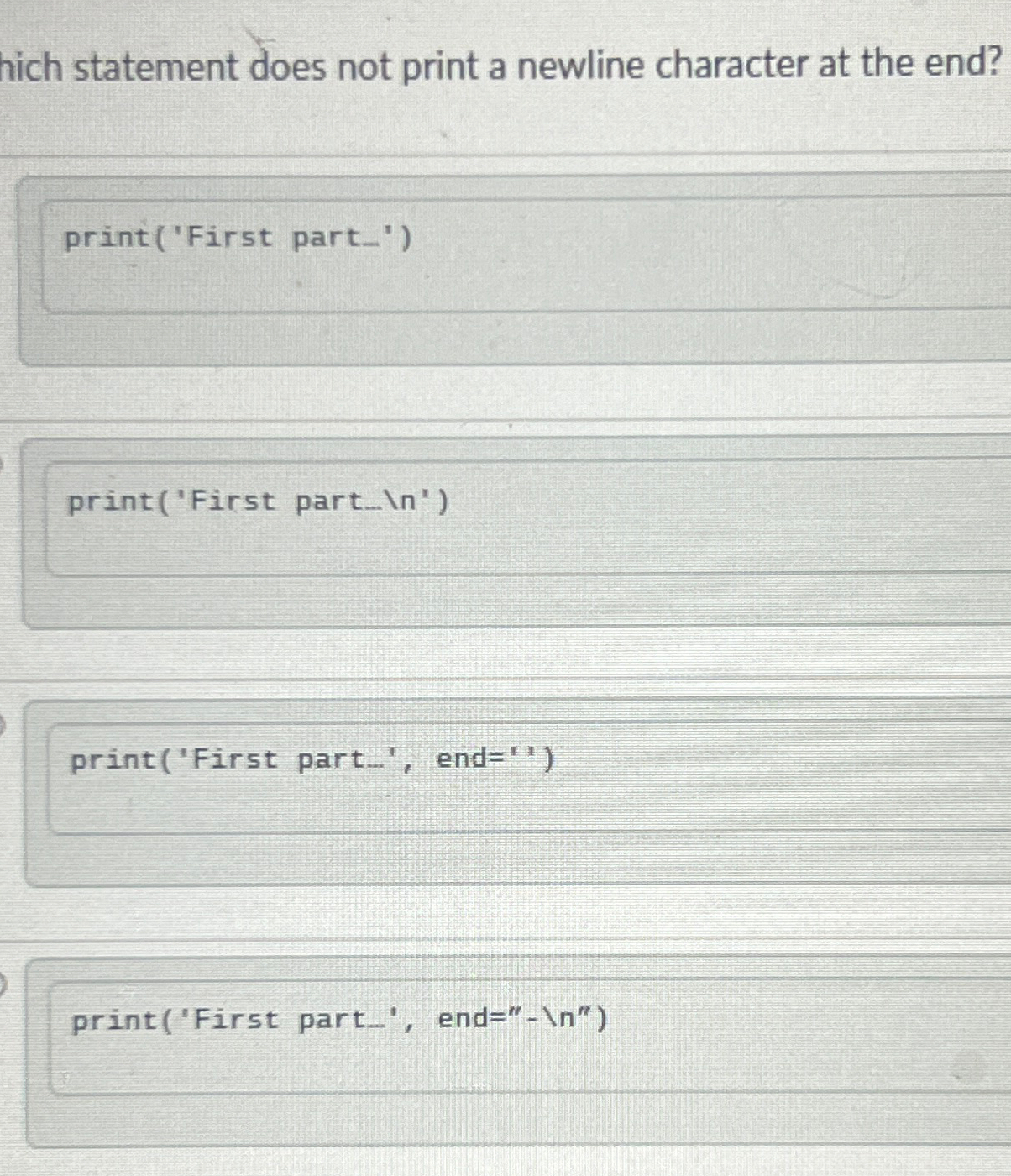 Solved Hich Statement Does Not Print A Newline Character At