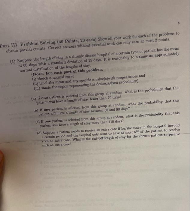 Solved art III. Problem Solving (40 Points, 20 each) Show | Chegg.com
