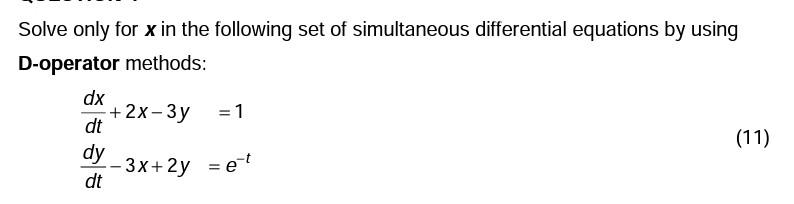 Solved Solve only for x in the following set of simultaneous | Chegg.com