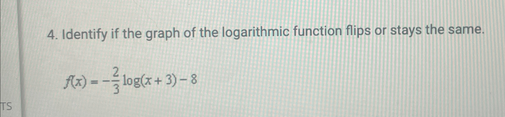 Solved Identify if the graph of the logarithmic function | Chegg.com