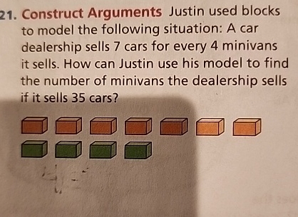 Solved Construct Arguments Justin used blocks to model the | Chegg.com