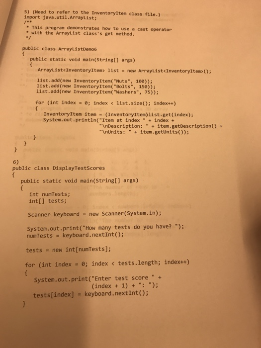 Solved 5) (Need to refer to the InventoryItem class file.) | Chegg.com