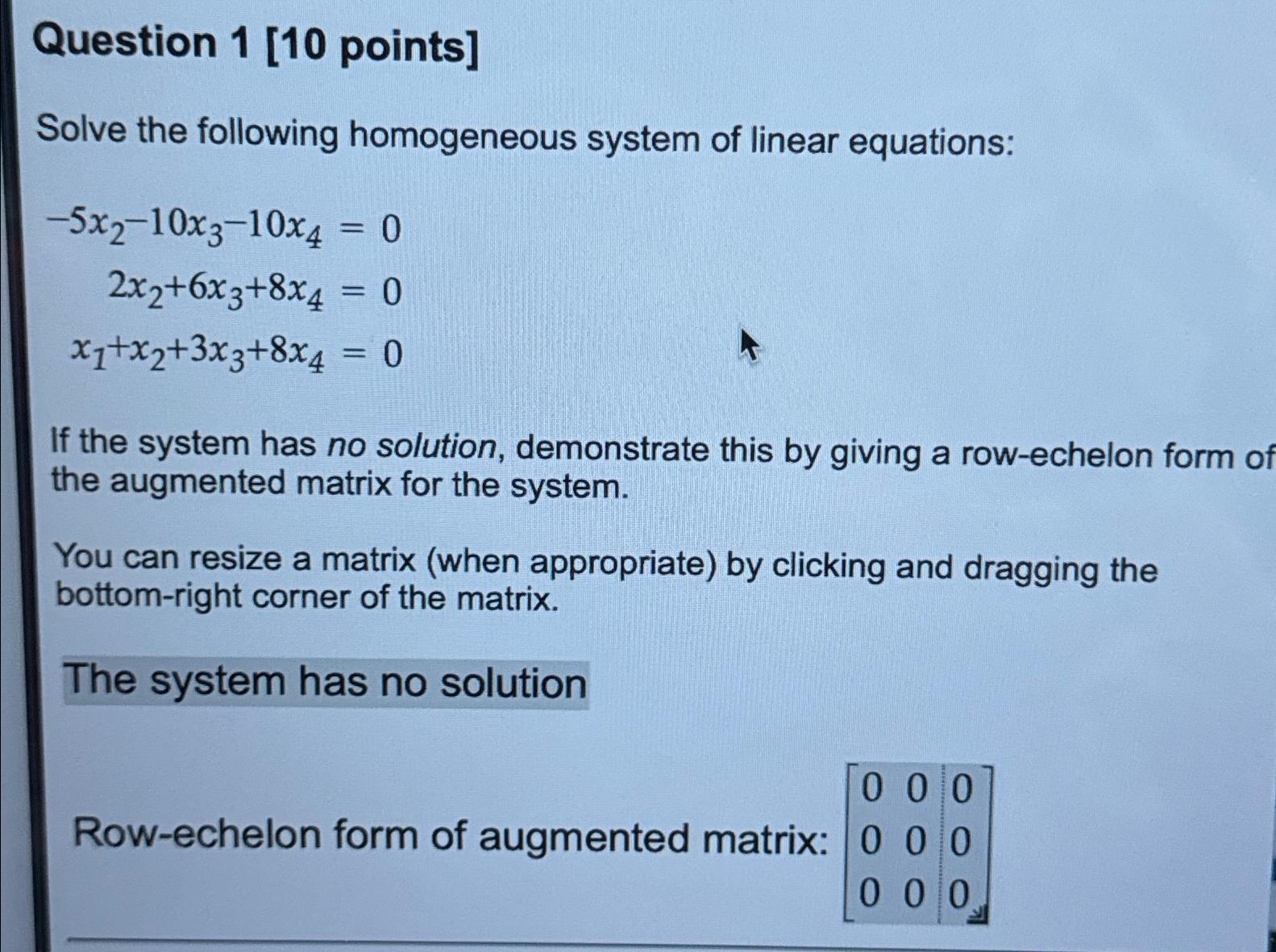 Solved Question 1 [10 ﻿points]Solve the following | Chegg.com