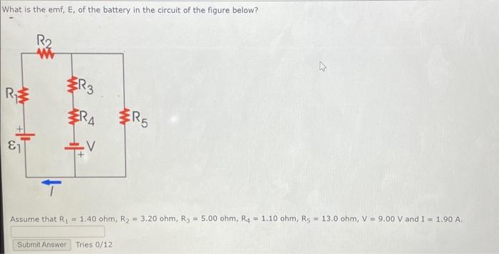 Solved What is the emf, E, of the battery in the circuit of | Chegg.com