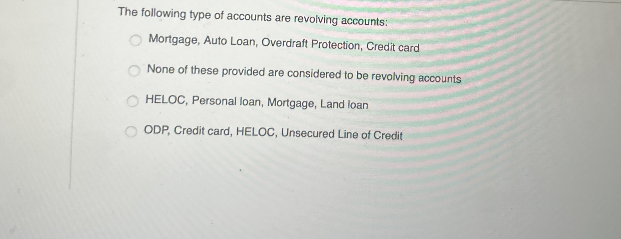 Solved The following type of accounts are revolving | Chegg.com