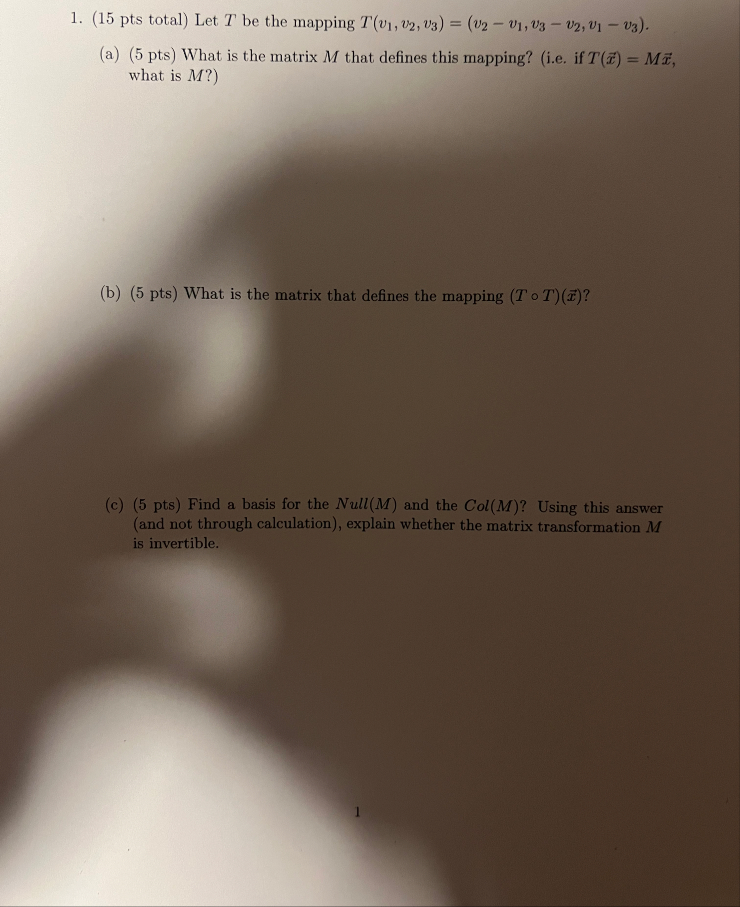 Solved (15 ﻿pts total) ﻿Let T ﻿be the mapping | Chegg.com