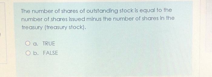 Solved The number of shares of outstanding stock is equal to | Chegg.com