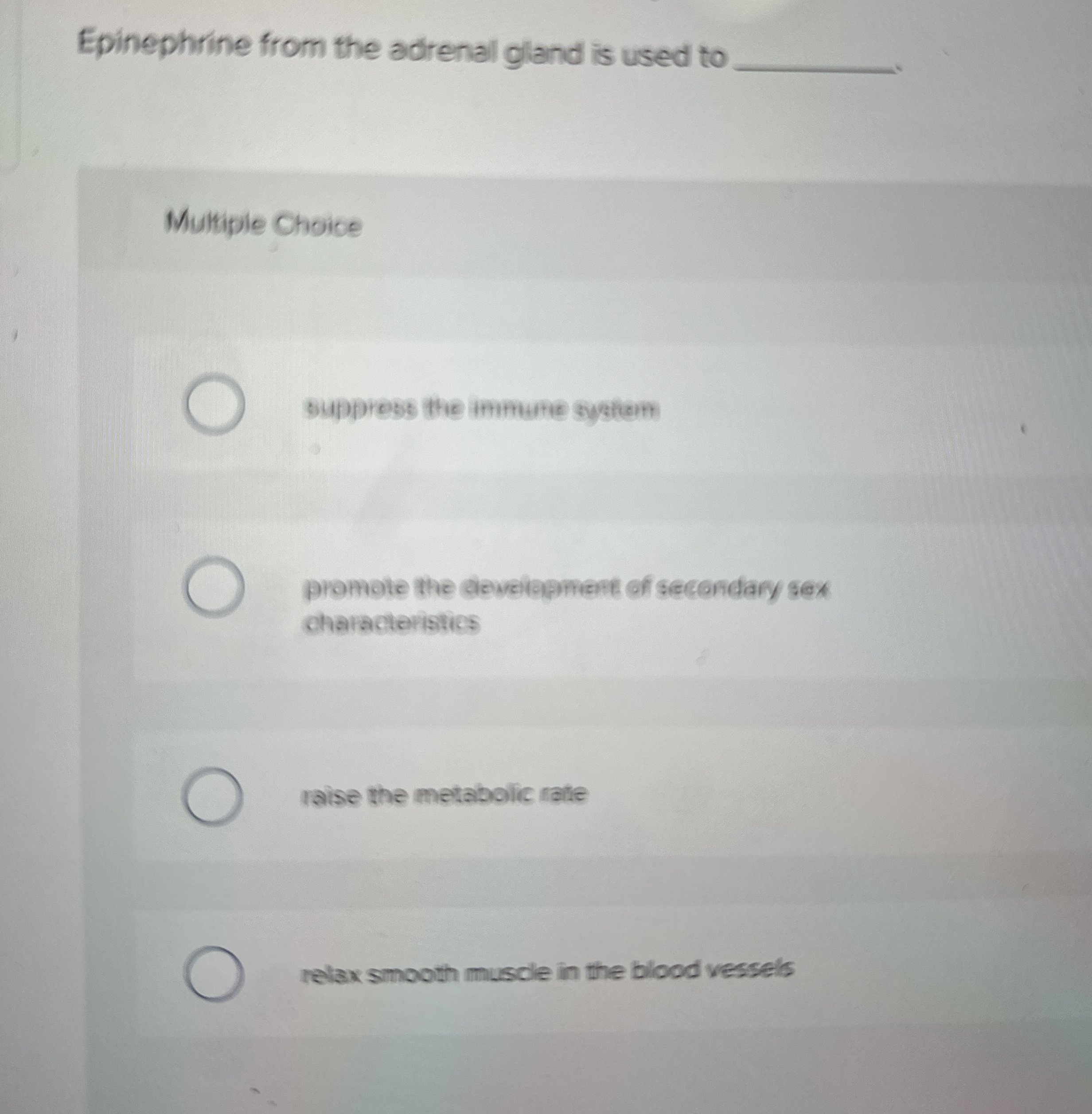 Solved Epinephrine from the adrenal gland is used to | Chegg.com