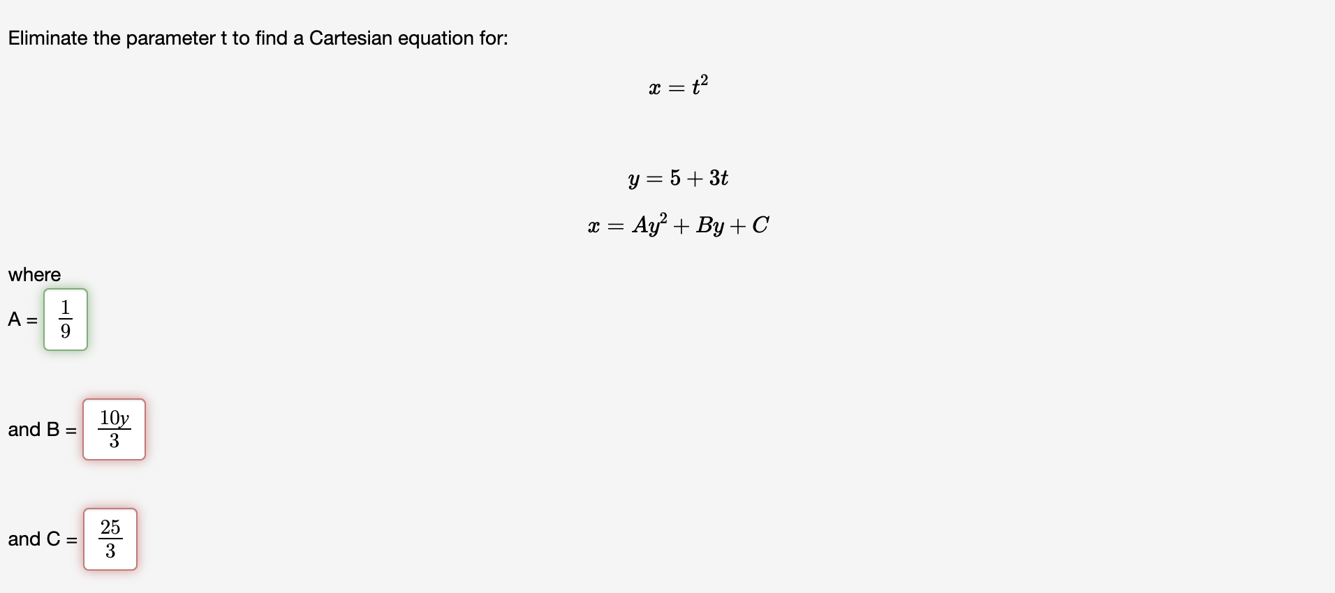 Solved Eliminate The Parameter T ﻿to Find A Cartesian
