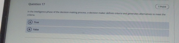 Solved Question 17In the intellgence phase of the | Chegg.com