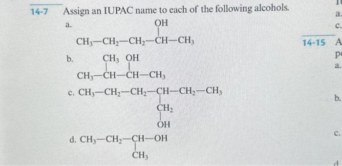 Solved 4-7 Assign an IUPAC name to each of the following | Chegg.com