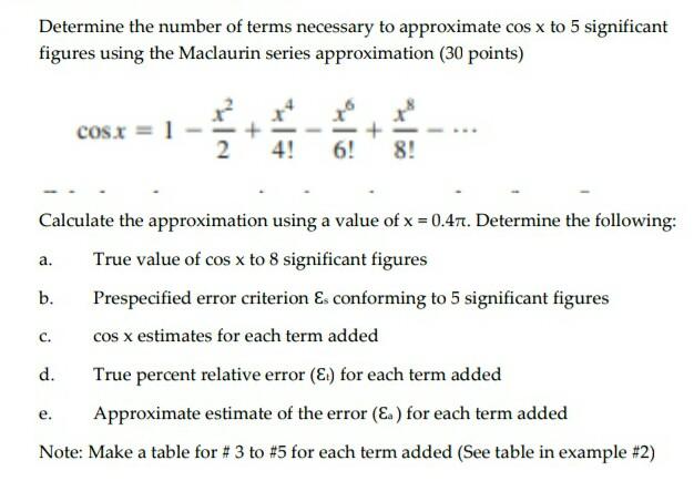 Solved Determine The Number Of Terms Necessary To
