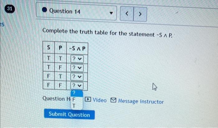 Solved esources Complete the truth table for the statement | Chegg.com