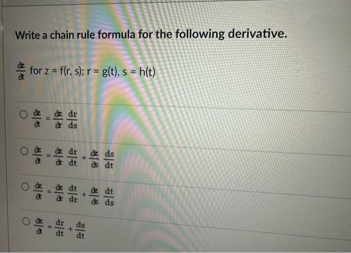 Solved Write a chain rule formula for the following | Chegg.com